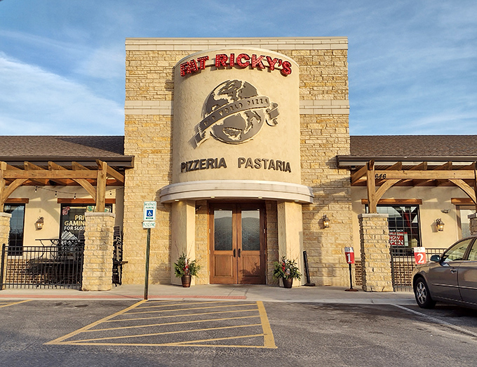The stone facade of Fat Ricky's stands like a culinary fortress in Romeoville, promising Italian-American delights that would make any nonna proud.
