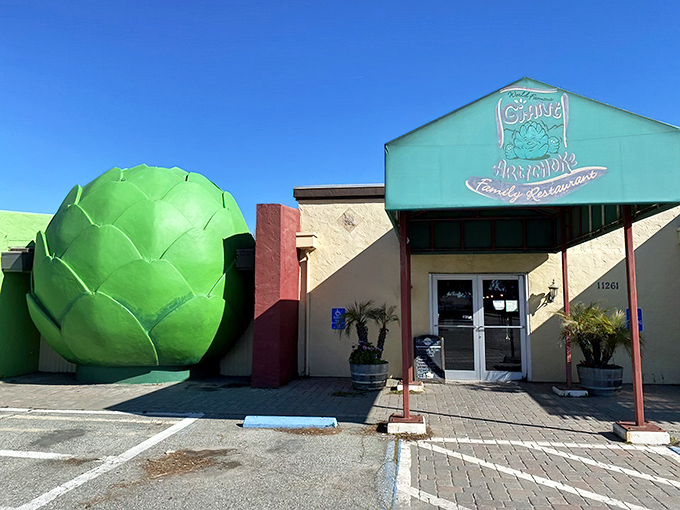 That giant green globe isn't a prop from a vintage sci-fi movie—it's your delicious destination calling.