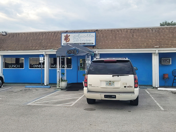The unassuming blue exterior of Apollo Diner stands like a culinary TARDIS &ndash; modest on the outside, but containing universes of flavor within.