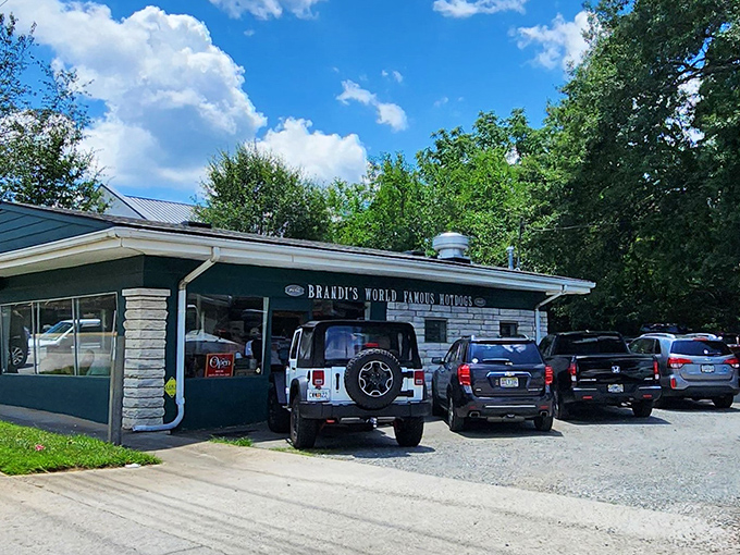 The unassuming exterior of Brandi's World Famous Hot Dogs proves once again that culinary treasures often hide in plain sight.