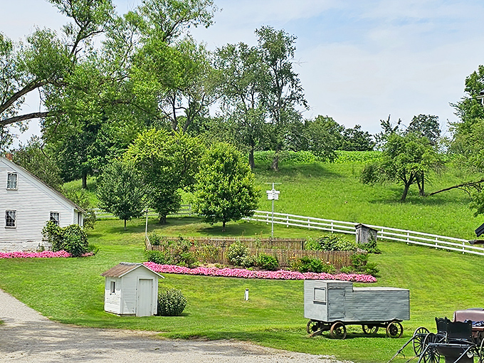 The quintessential Amish landscape&mdash;where vibrant flower beds and white picket fences aren't Instagram props but simply Tuesday afternoon in Millersburg.