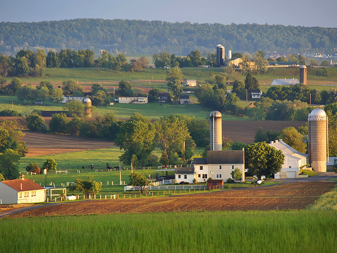Rolling hills, white farmhouses, and towering silos create nature's perfect screensaver. This Lancaster County landscape has remained unchanged while the rest of us frantically update our phones.