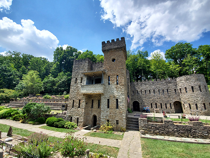 Loveland Castle rises from the Ohio landscape like a medieval mirage, complete with towers that would make any Game of Thrones fan feel right at home.
