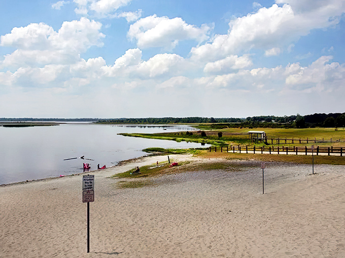 The sandy shores of Keystone Park Beach stretch out like nature's welcome mat, inviting you to kick off your shoes and stay awhile.