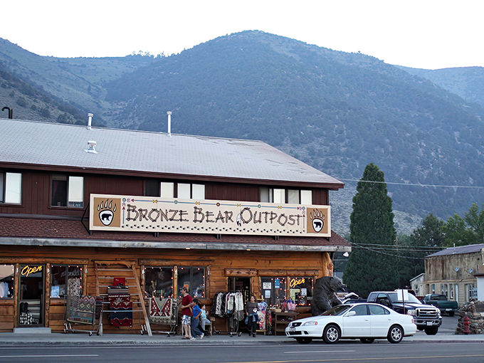 The Bronze Bear Outpost stands sentinel against the Sierra backdrop, where mountain-town charm meets authentic frontier style.