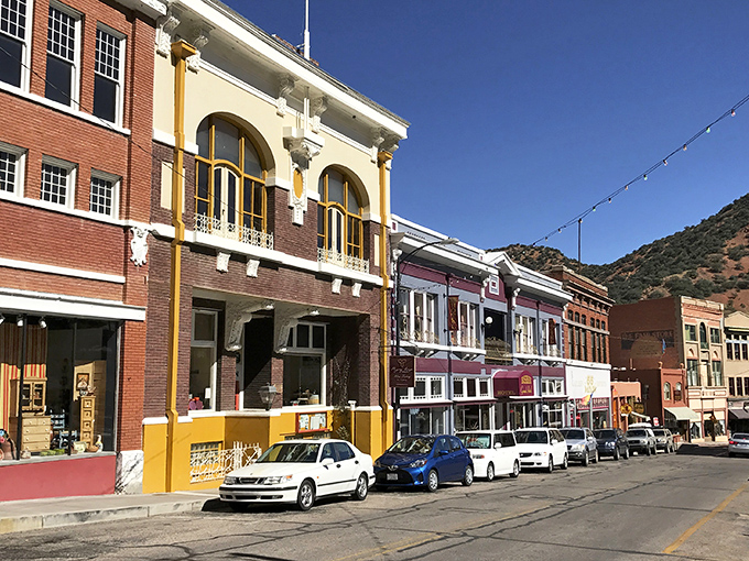 The yellow building stands proud among Bisbee's colorful architectural lineup &ndash; like the cheerful extrovert at a party of interesting characters.