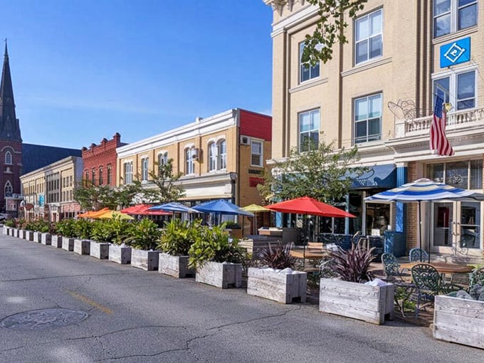 Downtown Plainfield proves that outdoor dining doesn't require a trust fund – just colorful umbrellas and good neighbors.
