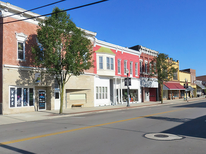 Main Street magic! Ada's colorful storefronts stand like a lineup of jellybeans, each one housing small-town treasures waiting to be discovered.