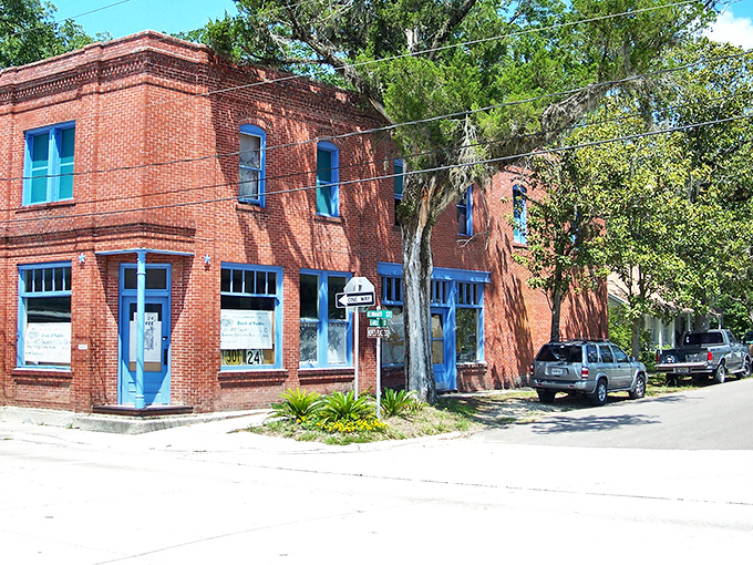 Downtown Waldo greets visitors with classic brick buildings and small-town charm. Casa Las Brisas Antiques beckons with promises of hidden treasures inside.