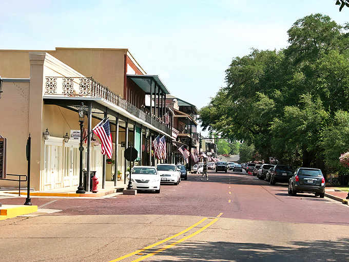 American flags flutter along Front Street, where brick-paved roads remind you that rushing is optional and porch-sitting is practically mandatory.