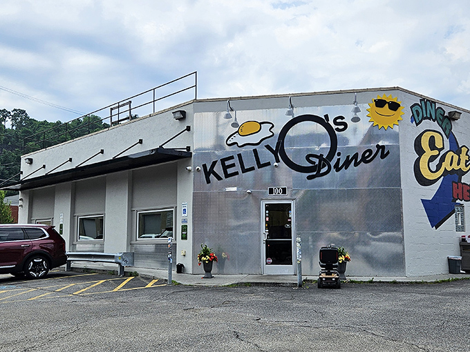 Pittsburgh's Strip District skyline forms the perfect backdrop for this silver diner where breakfast dreams come true seven days a week.