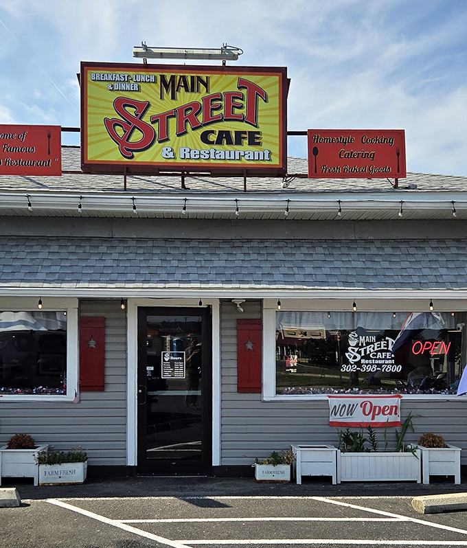 That "NOW OPEN" sign might as well say "COME GET HAPPY" &ndash; this unassuming exterior houses Delaware's answer to breakfast nirvana.