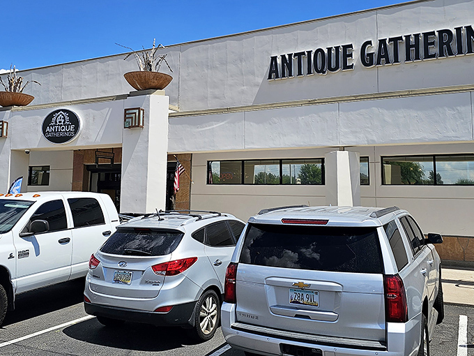 Parked cars hint at the treasures being discovered inside. In Phoenix's antique world, this is where the magic happens.