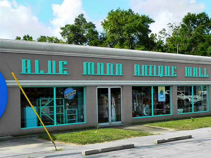 The turquoise lettering against gray concrete might not scream "treasure trove," but like any good mystery novel, it's what's inside that counts.