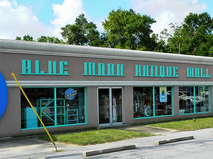 The turquoise lettering against gray concrete might not scream "treasure trove," but like any good mystery novel, it's what's inside that counts.