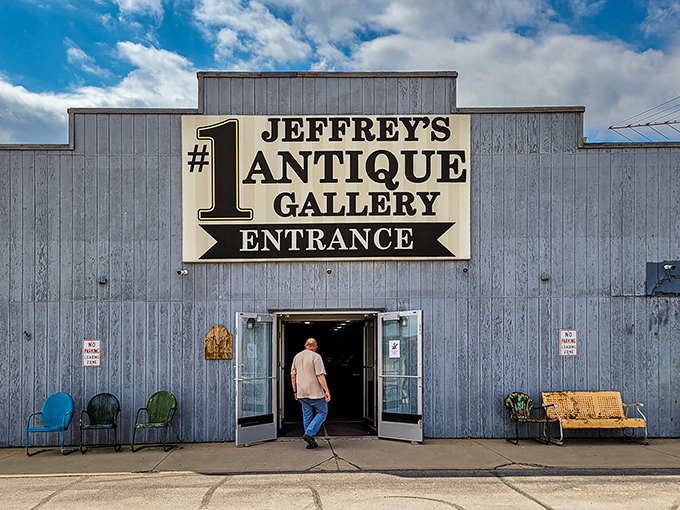 The unassuming exterior of Jeffrey's Antique Gallery belies the wonderland of treasures waiting inside. Like finding a portal to the past in rural Ohio.