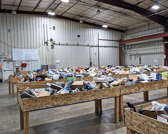 Treasure hunting goes industrial at Anderson Bargain Bins, where wooden crates overflow with possibilities and every dig might unearth your next favorite thing.