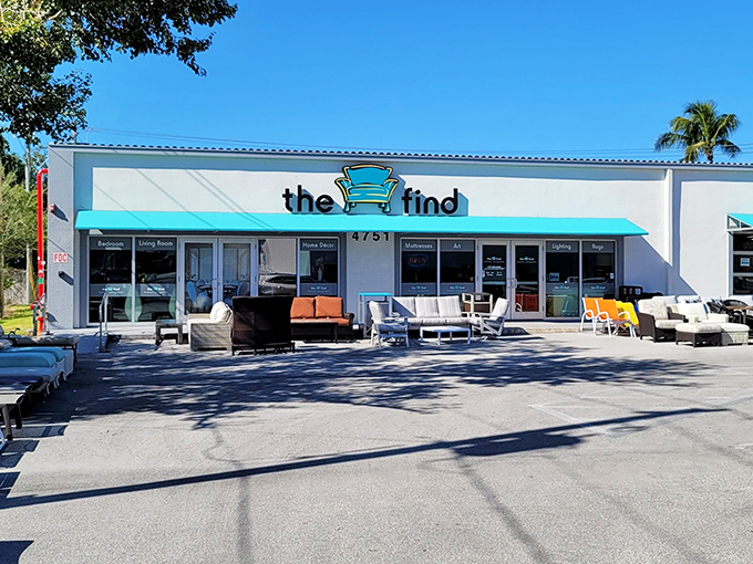 That turquoise awning isn't just decoration&mdash;it's a beacon calling every furniture lover within a five-mile radius to paradise.