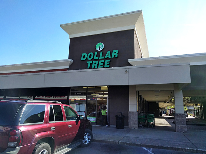 The iconic green Dollar Tree sign beckons bargain hunters like a retail lighthouse guiding thrifty shoppers to safe harbor.