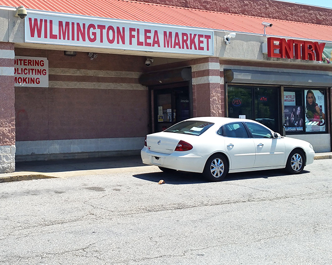 The unassuming entrance belies the treasure trove within. Like finding a secret portal to bargain heaven right in Wilmington's backyard.