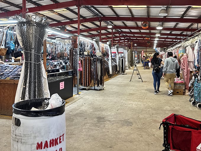 The indoor section of International Market World offers a treasure hunter's paradise where clothing racks stretch as far as the eye can see.