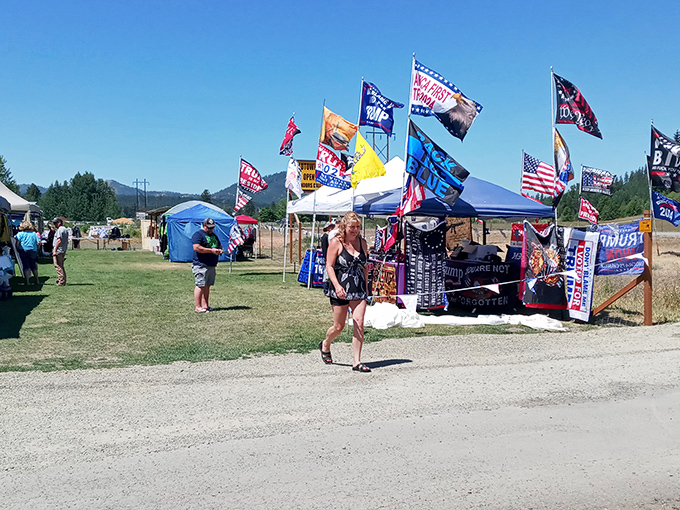 Flags flutter like beacons of bargain-hunting glory against Idaho's blue skies, beckoning treasure hunters to this weekend wonderland.