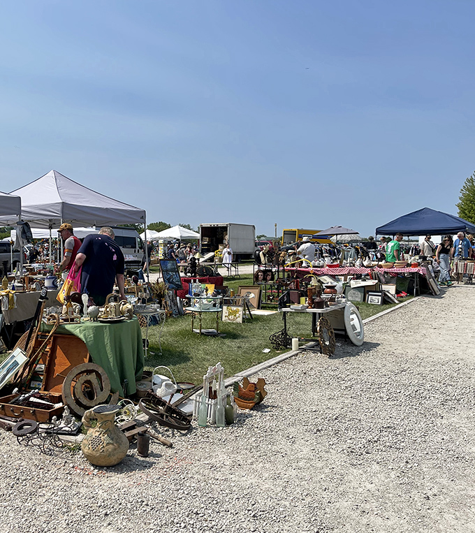 Treasure hunting paradise! The outdoor section of Kane County Flea Market sprawls across the fairgrounds, where one person's castoffs become another's prized possessions.