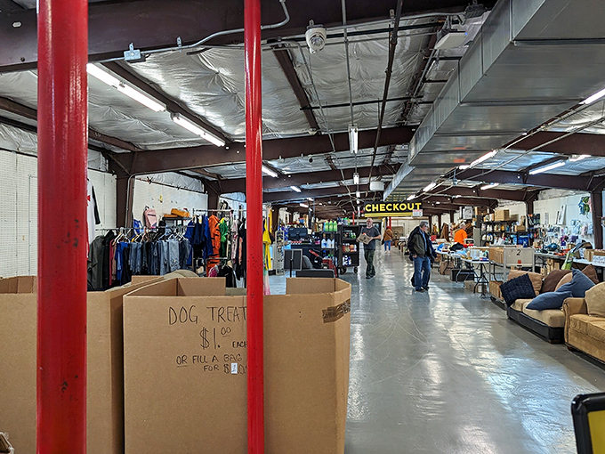 Where treasure hunting meets indoor comfort! Caesar Creek's spacious aisles invite you to wander through a wonderland of potential discoveries, from clothing racks to furniture finds.
