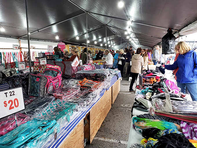 Colorful scarves and fabrics create a textile wonderland where your next fashion statement is just waiting to be discovered. Bargain hunting at its finest!