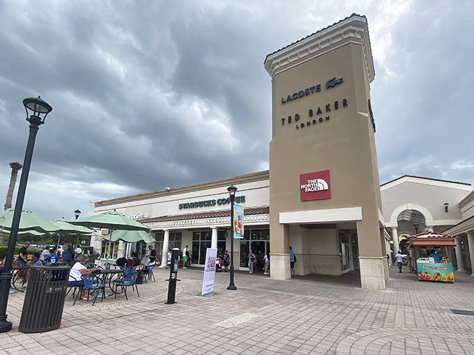 The Mediterranean-inspired architecture of Orlando International Premium Outlets creates a shopping oasis where your credit card can work on its tan while you work on your bargain-hunting skills.