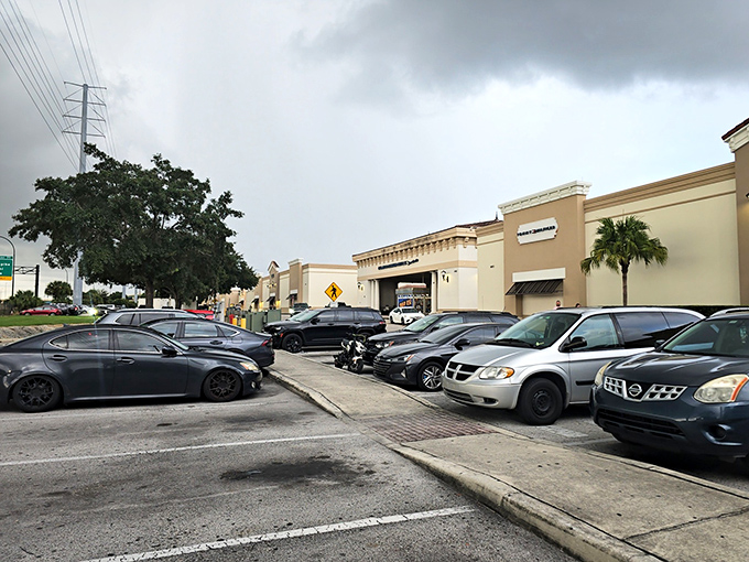 Storm clouds gather, but nothing deters determined shoppers from their mission of finding the perfect deal.