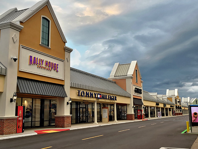 Tommy Hilfiger and Rally House anchor this wing of the outlet mall, where Louisiana's shopping enthusiasts flock for designer deals.