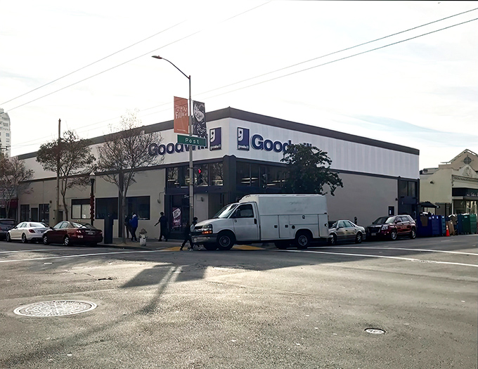 Like a retail time machine, this Goodwill's exterior promises adventure for those willing to hunt for hidden gems in the historic Fillmore District.