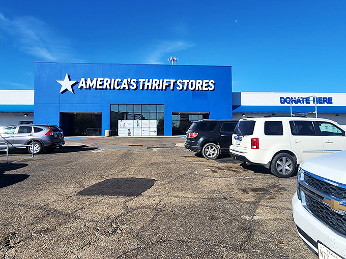 That bold blue facade isn't just eye-catching &ndash; it's basically a beacon calling all bargain hunters to paradise.