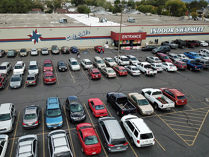 The mothership of bargain hunting beckons! With a packed parking lot and that iconic red entrance, this unassuming building houses treasures waiting to be discovered.