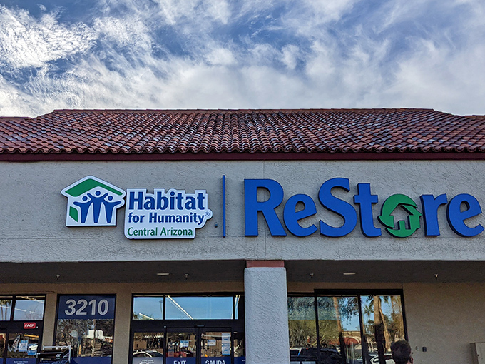 The unassuming exterior of Tempe's ReStore hides a treasure trove within. Like finding a secret passage to bargain heaven, this place transforms home improvement dreams into reality.