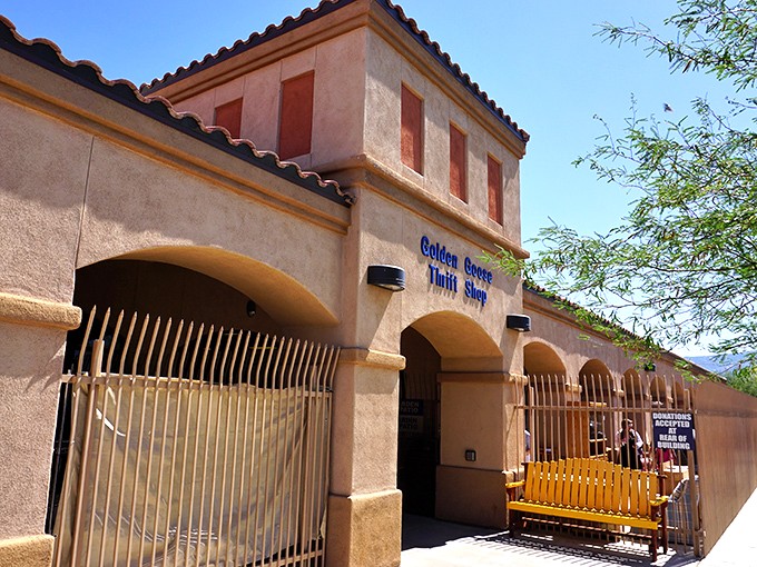 The Golden Goose rises like a desert oasis, promising treasures beyond your wildest bargain-hunting dreams.