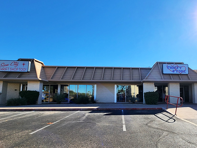 The unassuming exterior belies the wonderland within. Like finding a speakeasy in broad daylight, this thrifting paradise awaits Arizona bargain hunters.