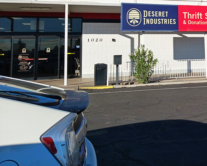 The unassuming exterior of Deseret Industries in Mesa hides a treasure trove within. Like a Vegas casino without the slot machines, what happens inside might just stay in your closet forever.