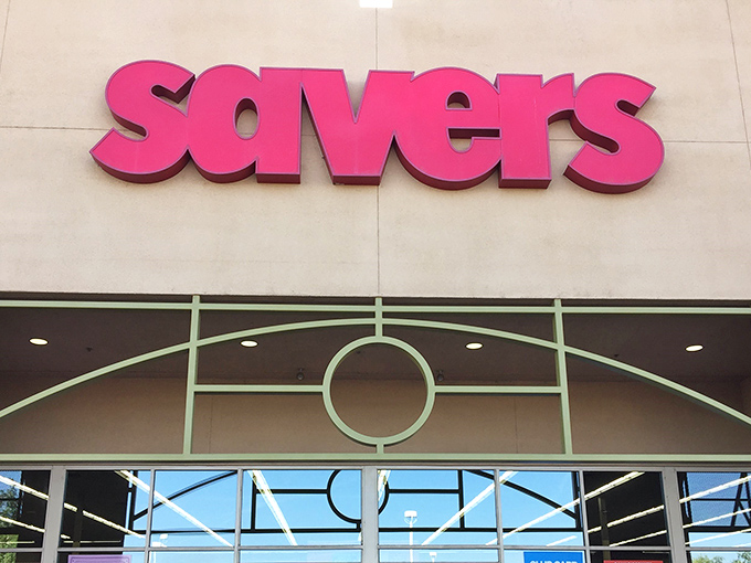 The iconic pink Savers sign beckons like a neon promise of treasures waiting inside &ndash; retail therapy that won't require actual therapy for your wallet afterward.