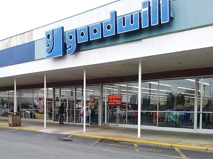 That iconic blue smile welcomes treasure hunters to this Kirkwood Highway landmark. Budget-friendly adventures await inside this unassuming exterior.