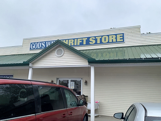 The unassuming exterior of God's Way Thrift Store beckons with the promise of hidden treasures waiting to be discovered inside.