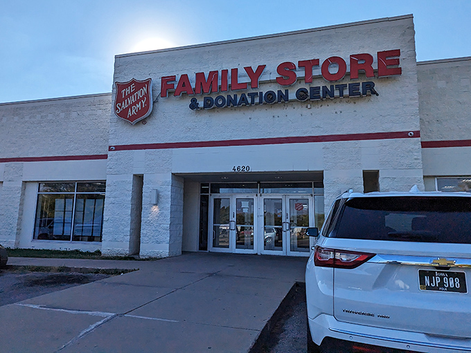 The iconic red shield welcomes treasure hunters to this Des Moines secondhand paradise, where one person's castoffs become another's discoveries.