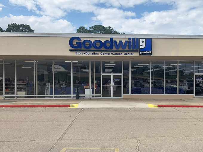 The unassuming exterior belies the treasure trove within. Like a Vegas casino, this Goodwill's bland facade is just clever misdirection for the jackpots inside.