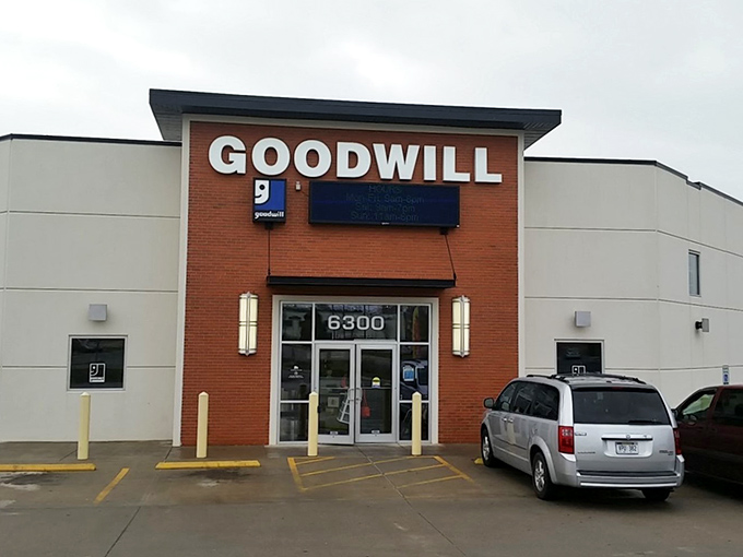 The brick-fronted treasure trove on Apples Way beckons with promises of hidden gems and budget-friendly adventures waiting just beyond those automatic doors.