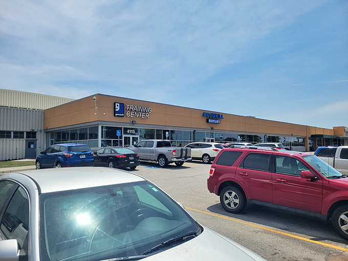 The unassuming exterior belies the treasure-hunting adventure within. Like a secret club for bargain enthusiasts, this nondescript building houses untold possibilities.