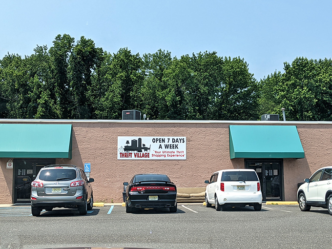 The unassuming exterior of Thrift Village belies the wonderland of treasures inside, like a plain book cover hiding an epic adventure.