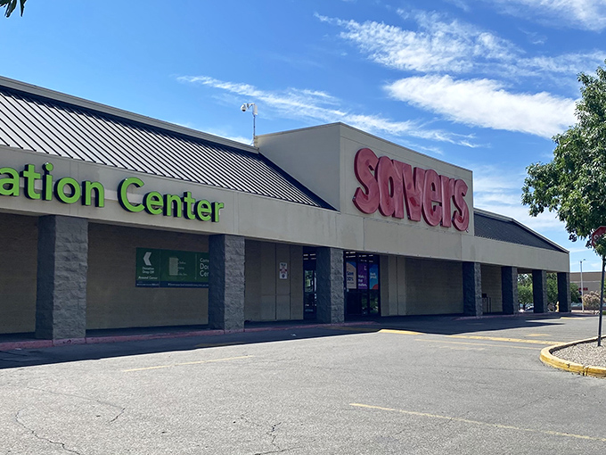 A second view of Savers' welcoming exterior, where the "Donation Center" sign hints at the sustainable cycle that keeps this thrift empire thriving.