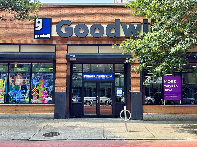 The brick facade of Brooklyn's Goodwill welcomes treasure hunters with its iconic blue signage&mdash;urban thrifting's equivalent of finding the entrance to Narnia.