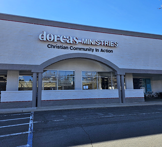 The unassuming exterior of Dorcas Ministries hides a treasure trove within. Like finding an extra onion ring in your fries &ndash; unexpected joy awaits!
